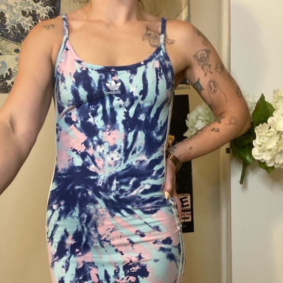adidas | Dresses | Adidas Pastel Tiedye Bodycon Dress | Poshmark